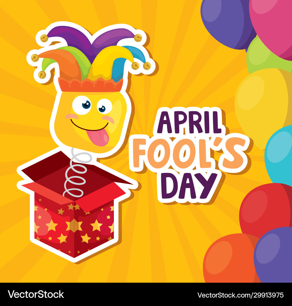 April fools day with surprise box Royalty Free Vector Image