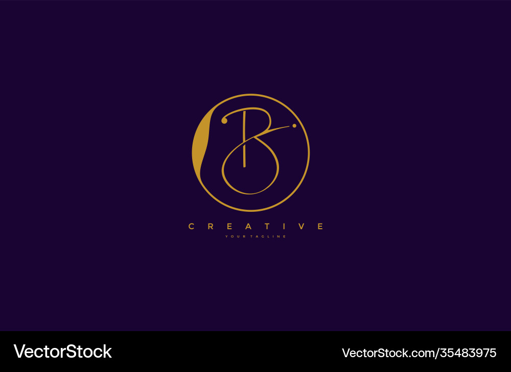 Circle letter b logo manual elegant minimalist Vector Image