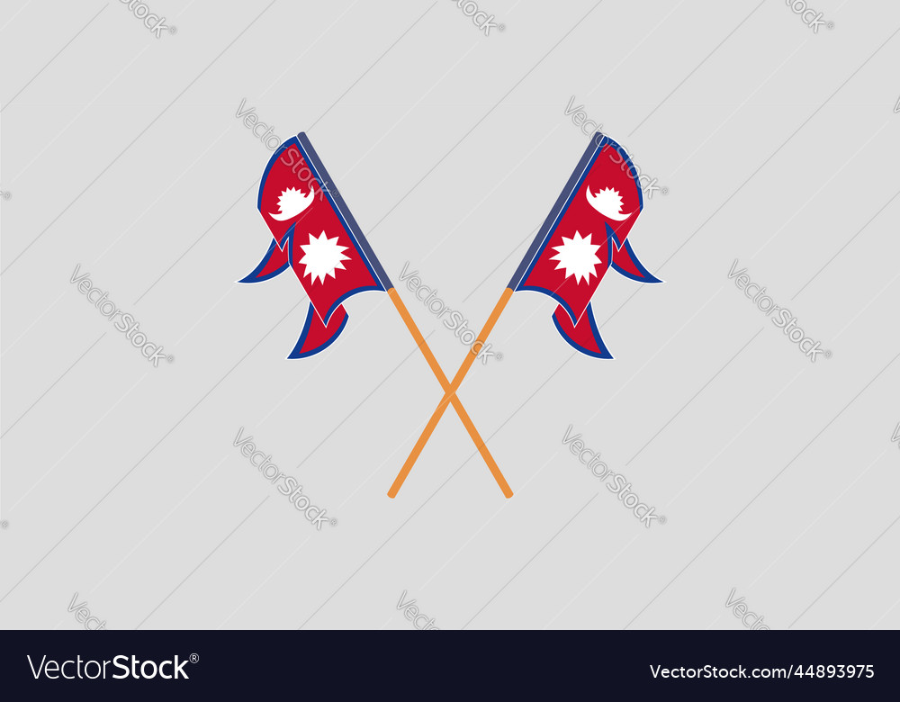 Crossed and waving flags of nepal Royalty Free Vector Image Crossed and waving flags of nepal Royalty Free Vector Image