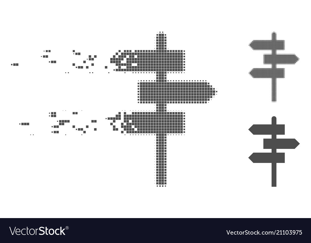 Dissolved pixel halftone way pointer icon Vector Image Dissolved pixel halftone way pointer icon Vector Image