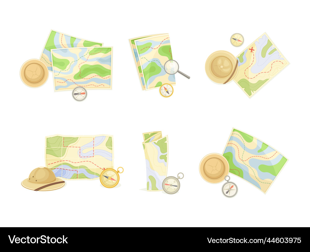 Expedition map depicting geography and route Vector Image