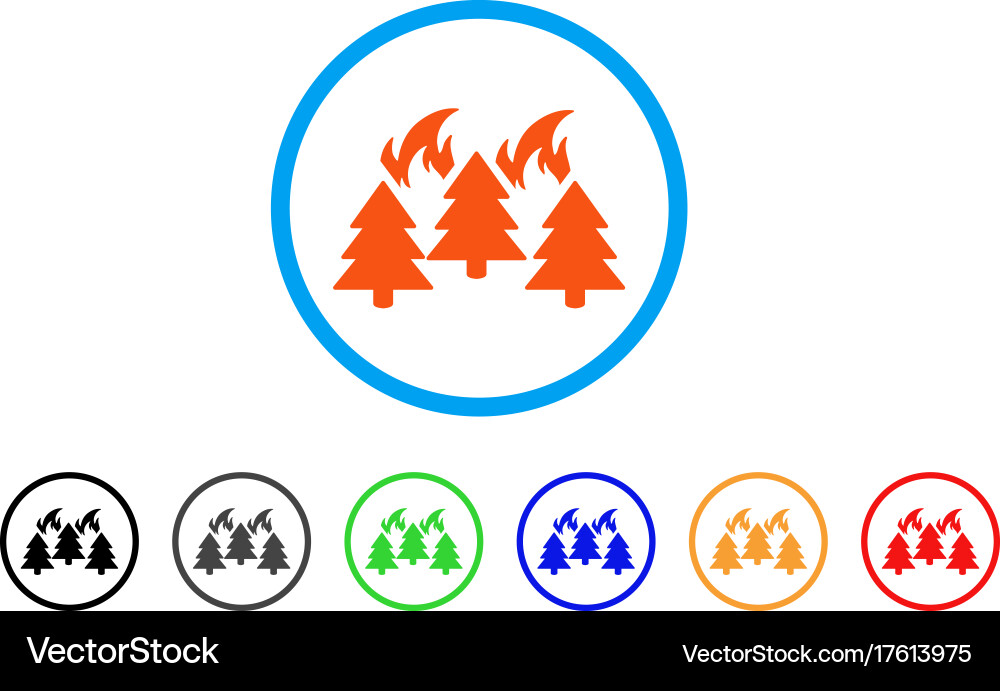 Forest fire disaster rounded icon Royalty Free Vector Image