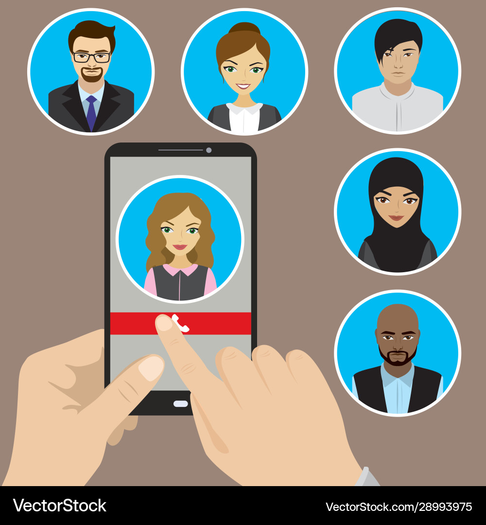Hand holding a phone with incoming call Royalty Free Vector