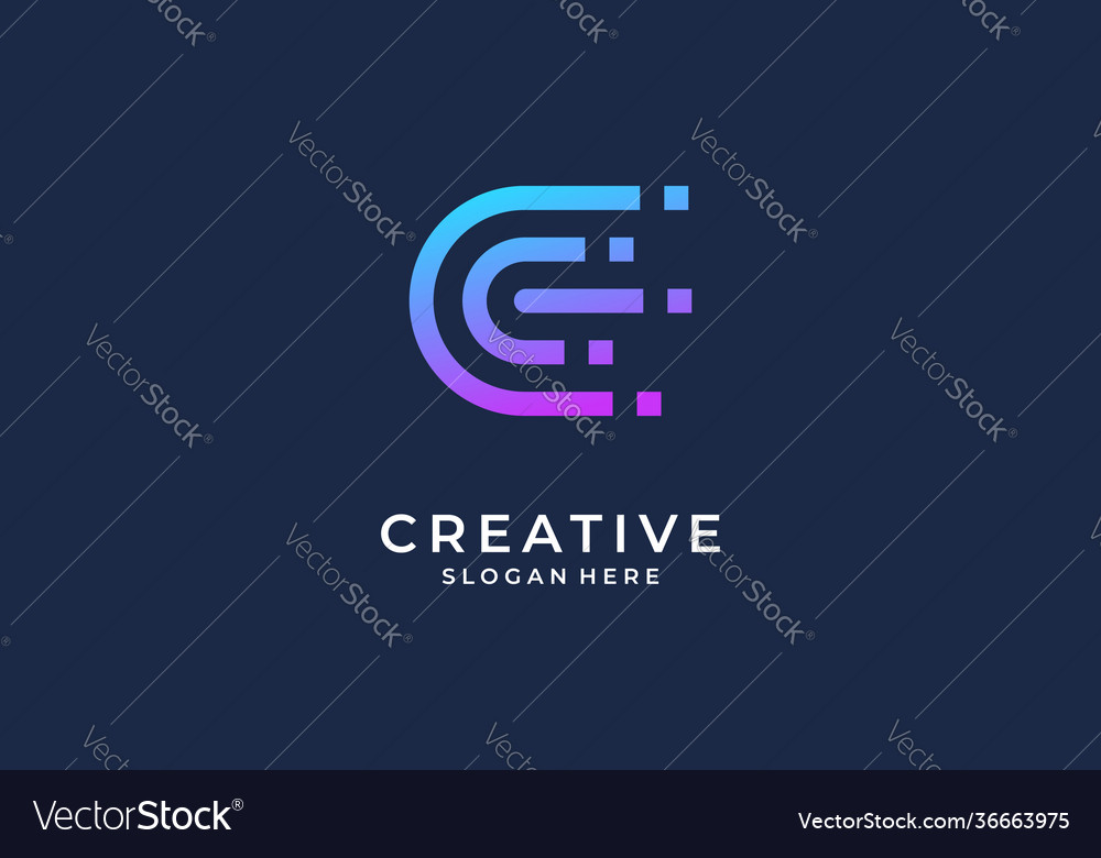 Initial c logo design technology Royalty Free Vector Image