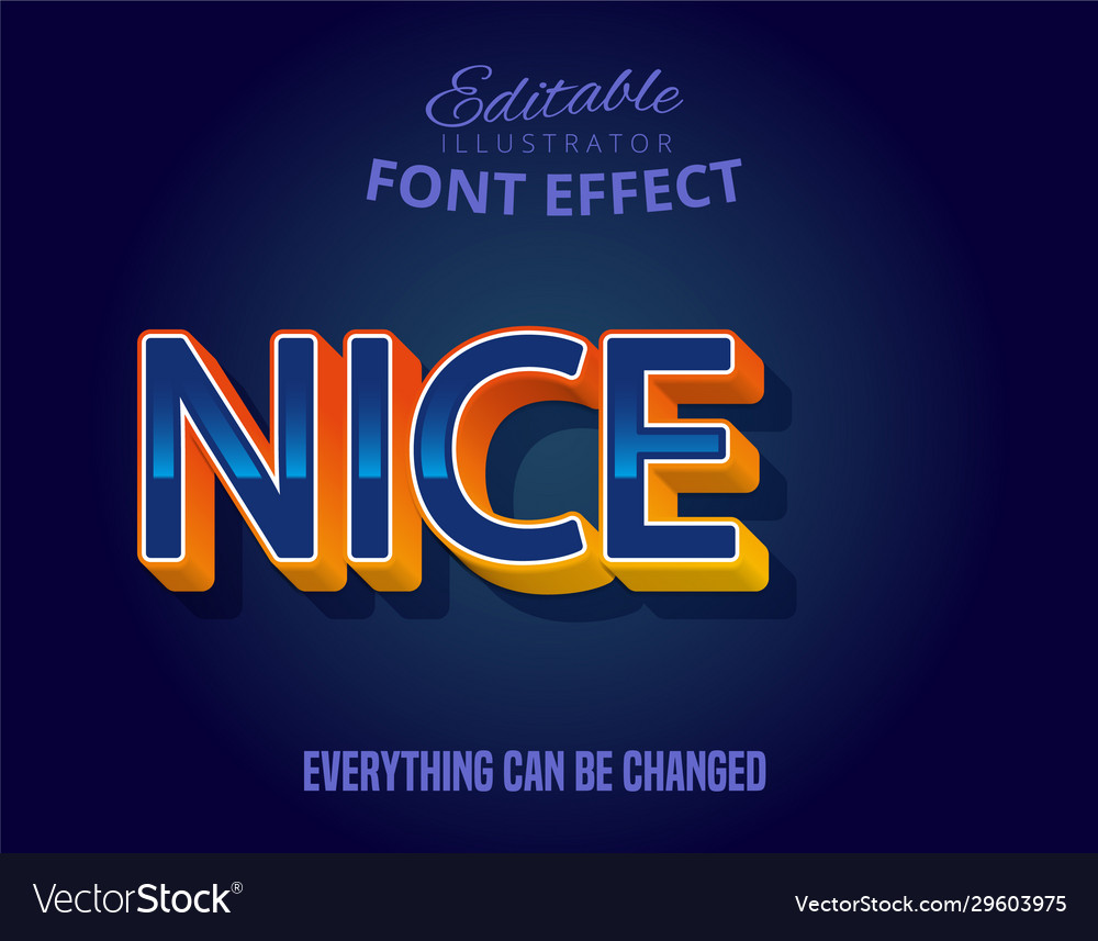 Nice text editable font effect Royalty Free Vector Image