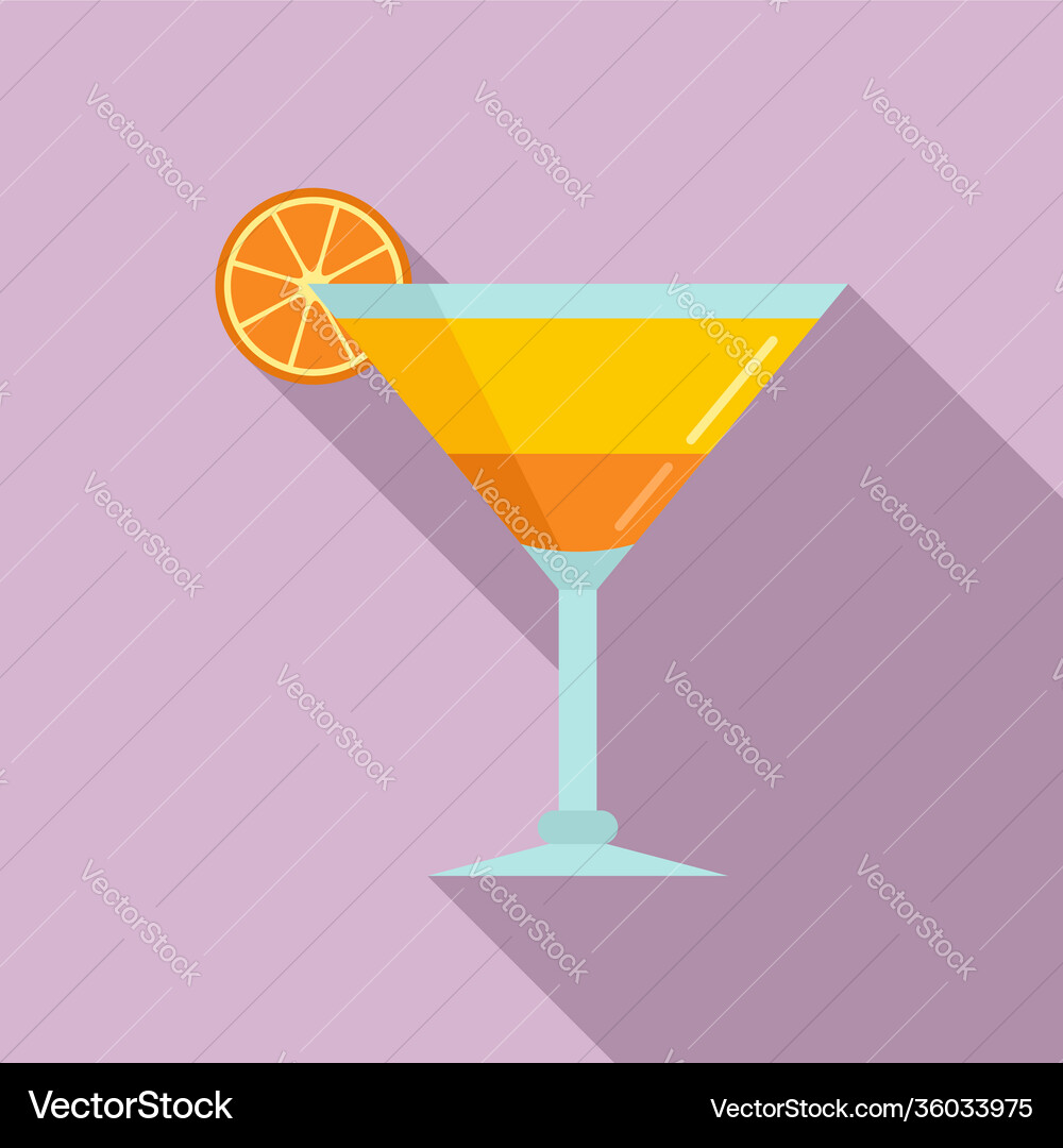 Orange cocktail icon flat style Royalty Free Vector Image