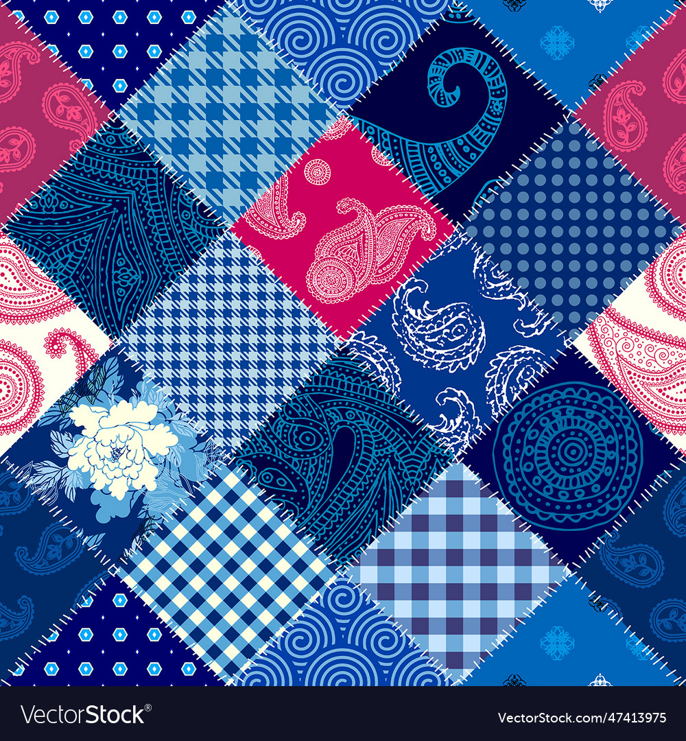 Patchwork textile pattern seamless quilting Vector Image