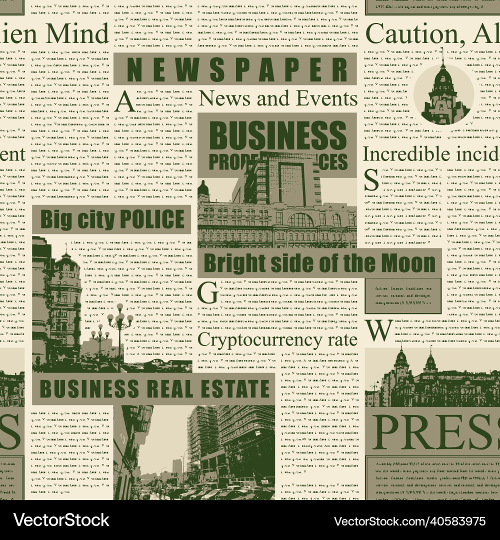 Seamless pattern on the theme of newspapers Vector Image
