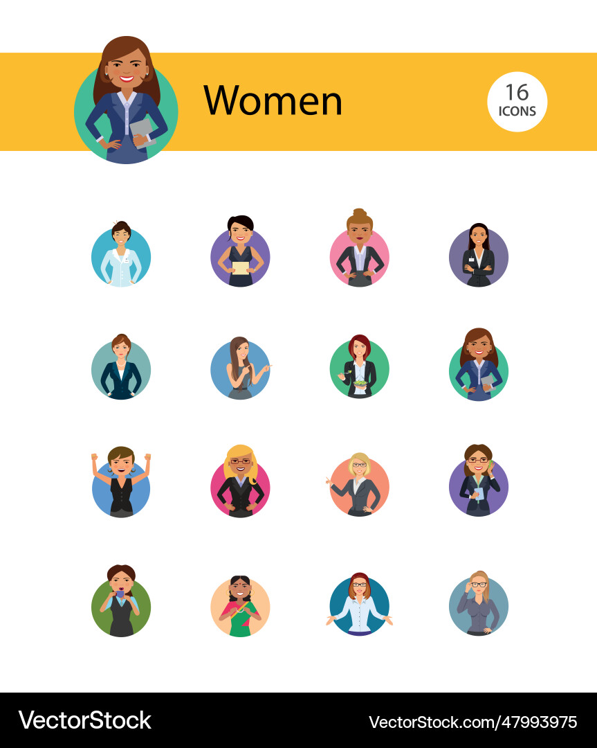 Women icons set Royalty Free Vector Image - VectorStock