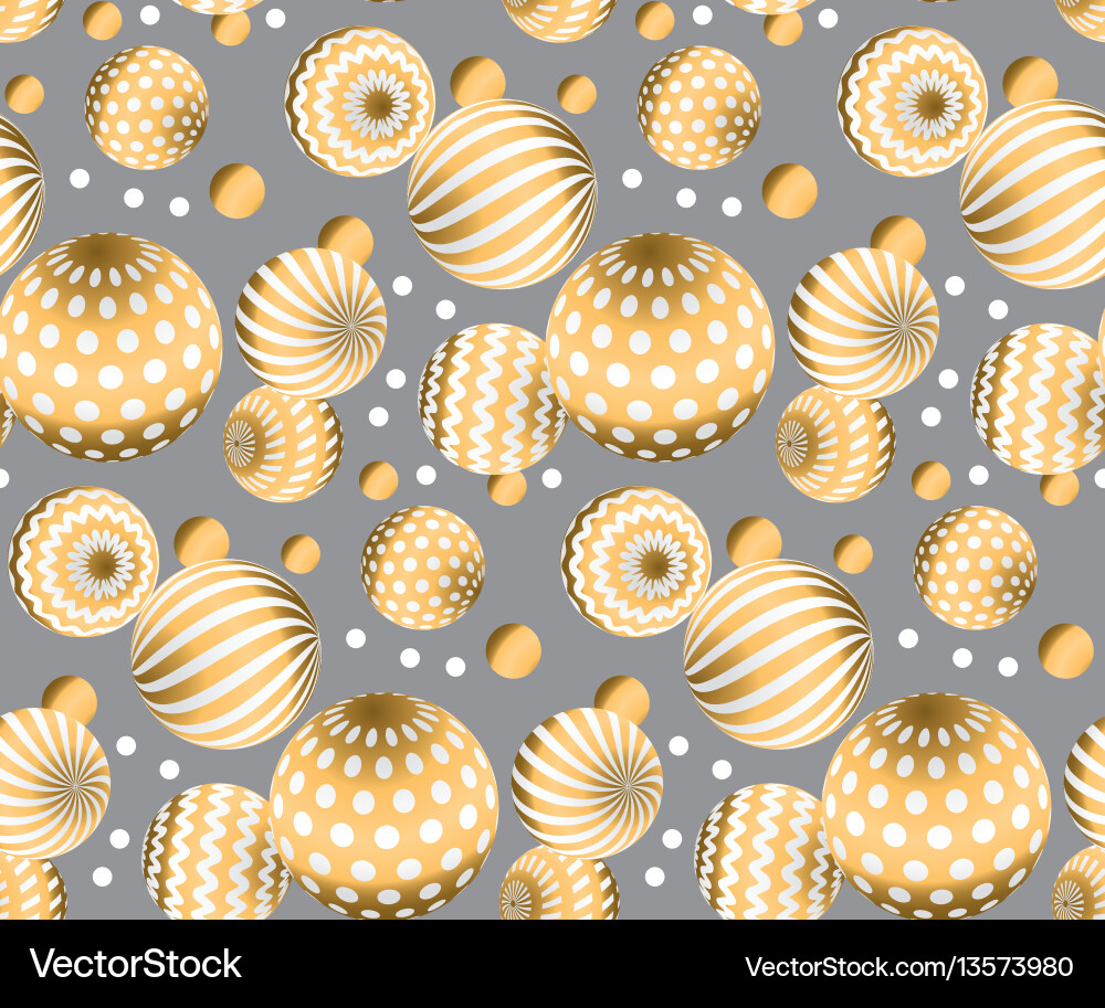 Abstract beads seamless pattern in gold xmas color