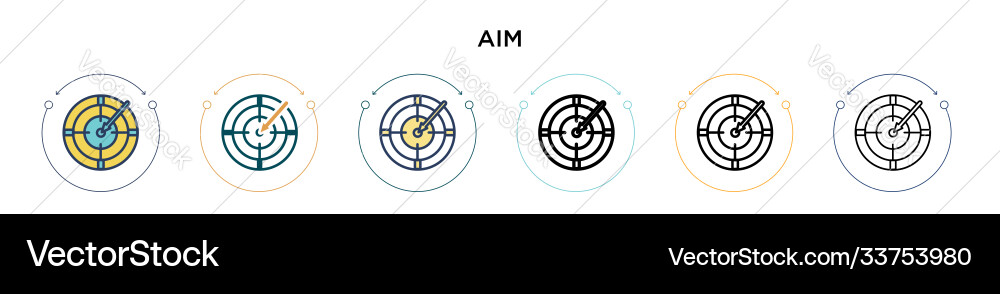 Aim icon in filled thin line outline and stroke Vector Image