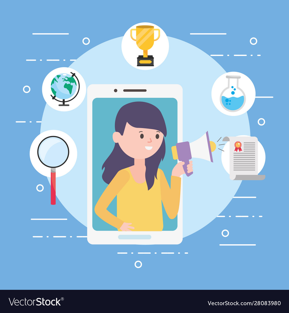 Avatar woman and learning online concept Vector Image
