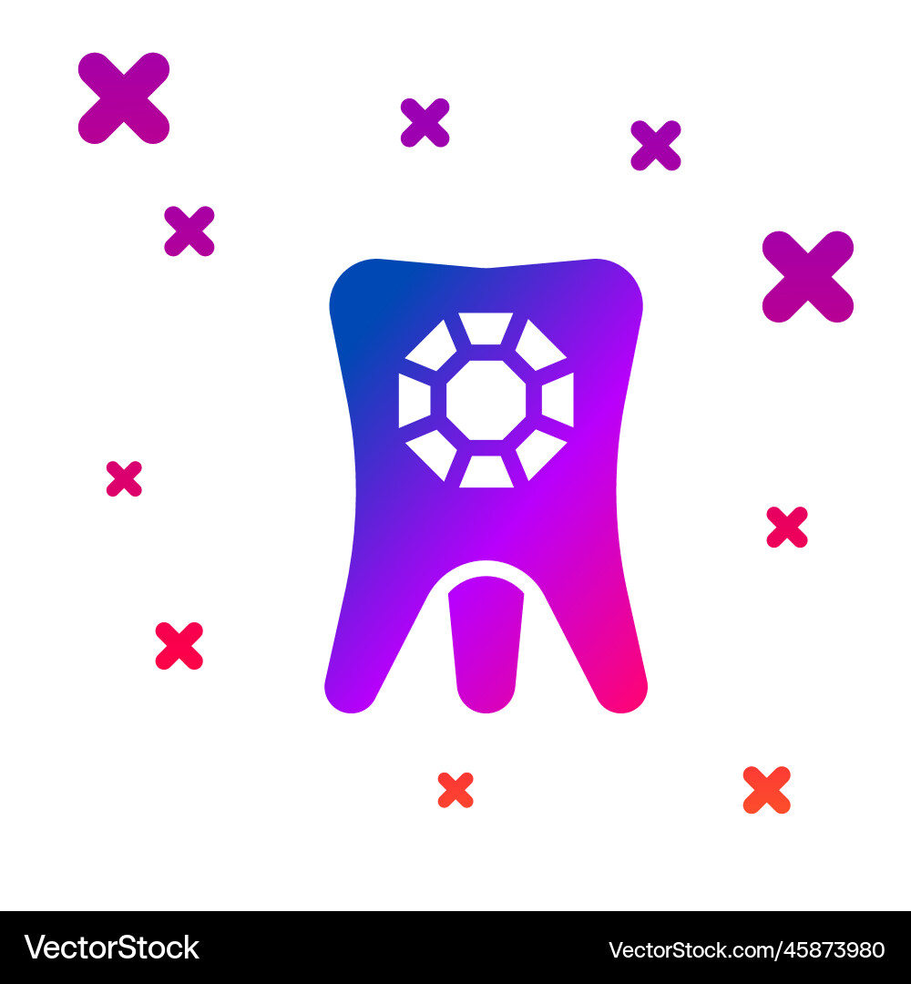 Color tooth with diamond icon isolated on white Vector Image