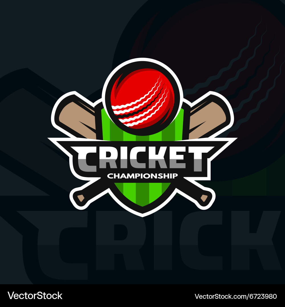Cricket sports badge emblem Royalty Free Vector Image