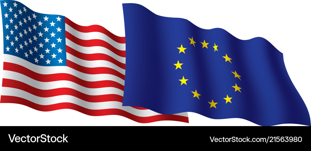 European union and american flags Royalty Free Vector Image