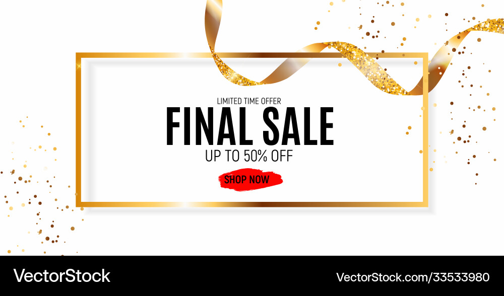 Final sale banner template with ribbon Royalty Free Vector