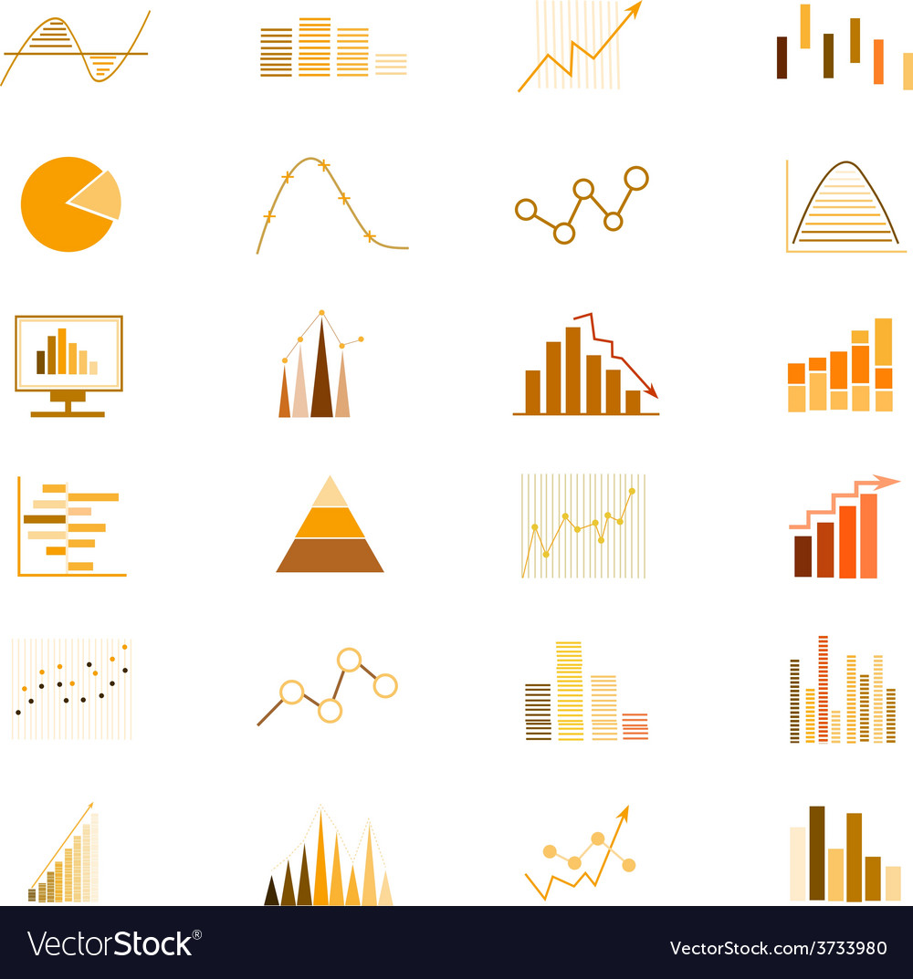 Graph and diagram for business icons Royalty Free Vector