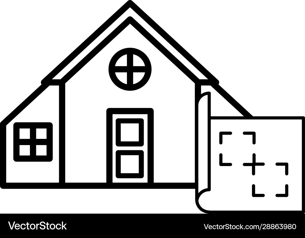 House front facade with paper map and pin location