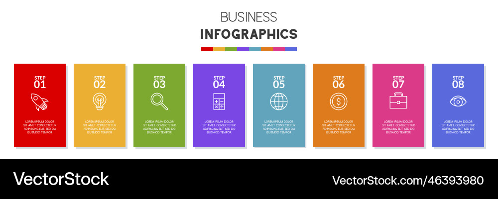 Infographics design template and icons with 8 Vector Image