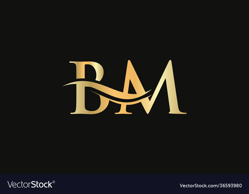 Initial linked letter bm logo design Royalty Free Vector