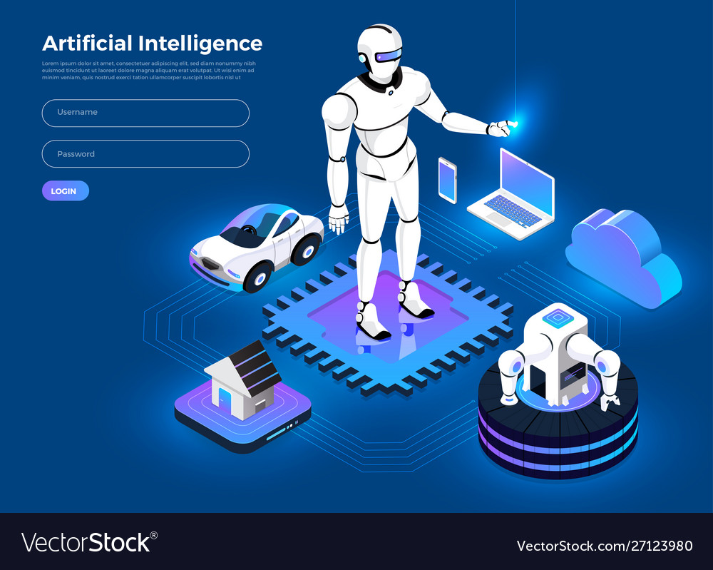 Isometric artificial intelligence Royalty Free Vector Image Isometric artificial intelligence Royalty Free Vector Image