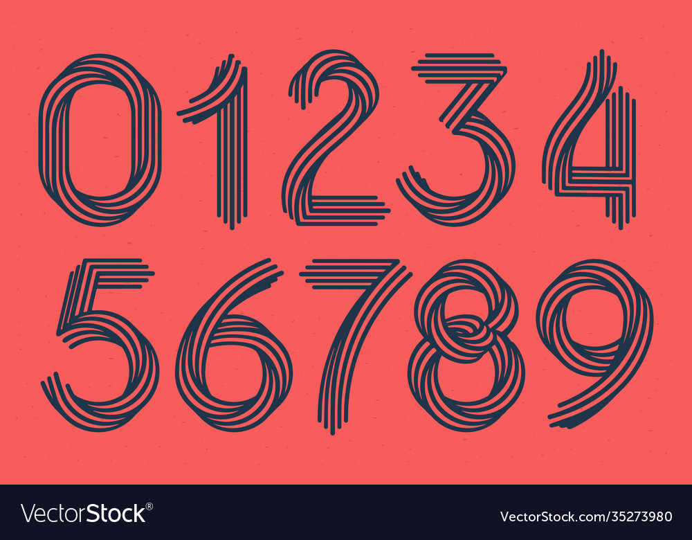 Numbers set made five parallel lines Royalty Free Vector