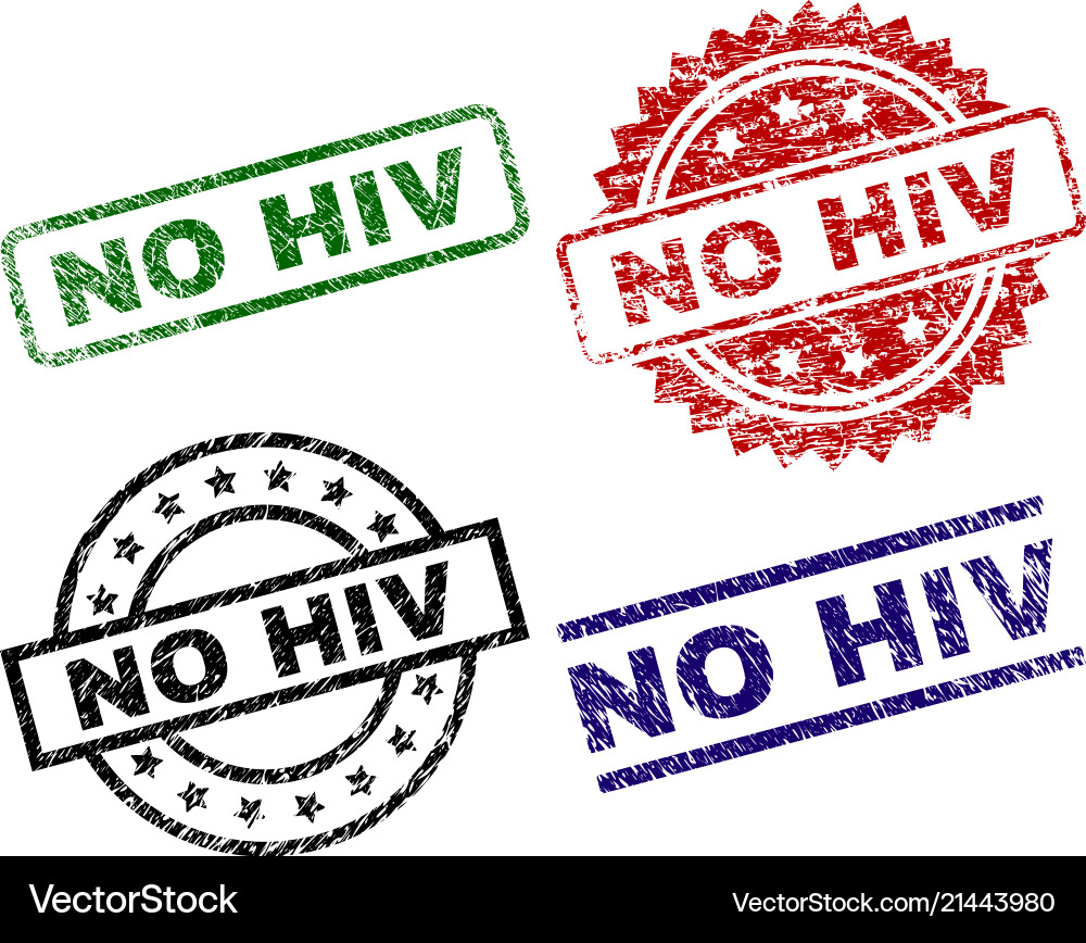 Scratched textured no hiv seal stamps Royalty Free Vector