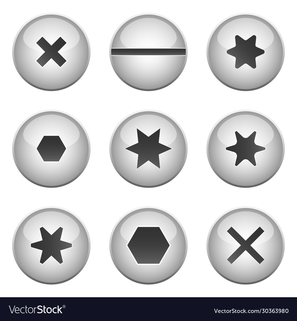 Screw bolt set Royalty Free Vector Image - VectorStock