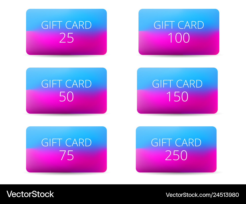 Set of gift cards with a gradient background Vector Image