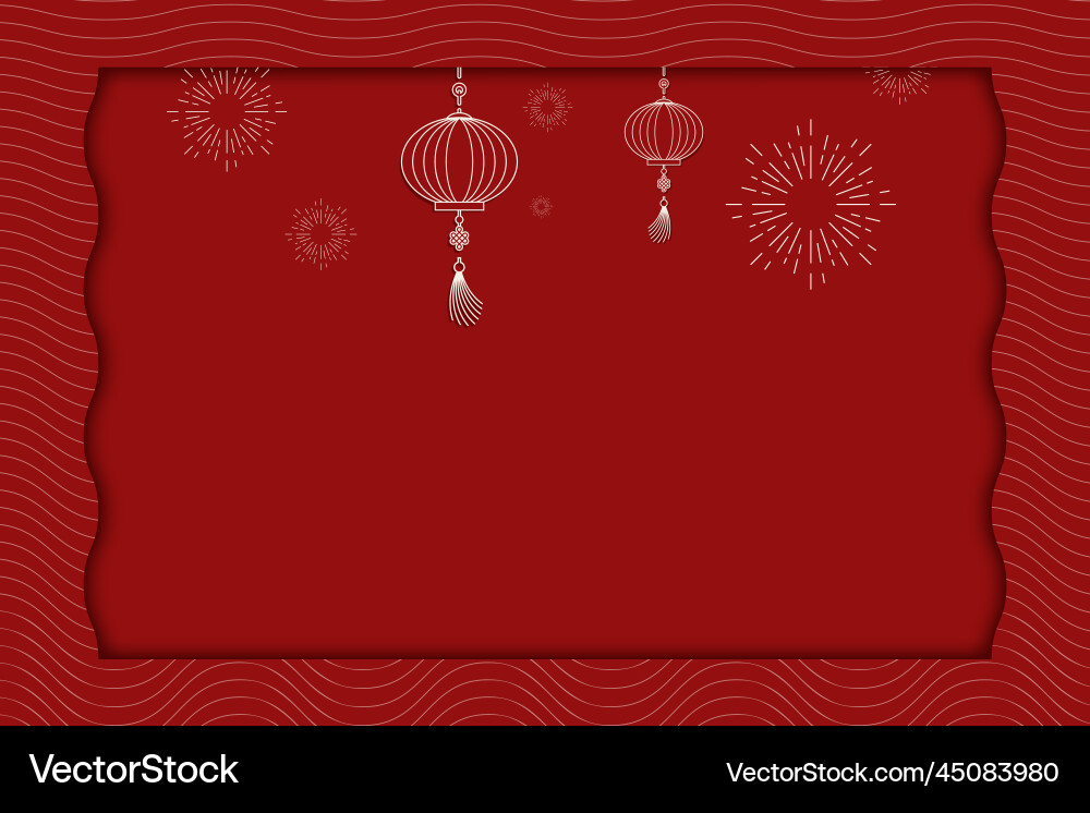 Traditional chinese red lantern design card Vector Image