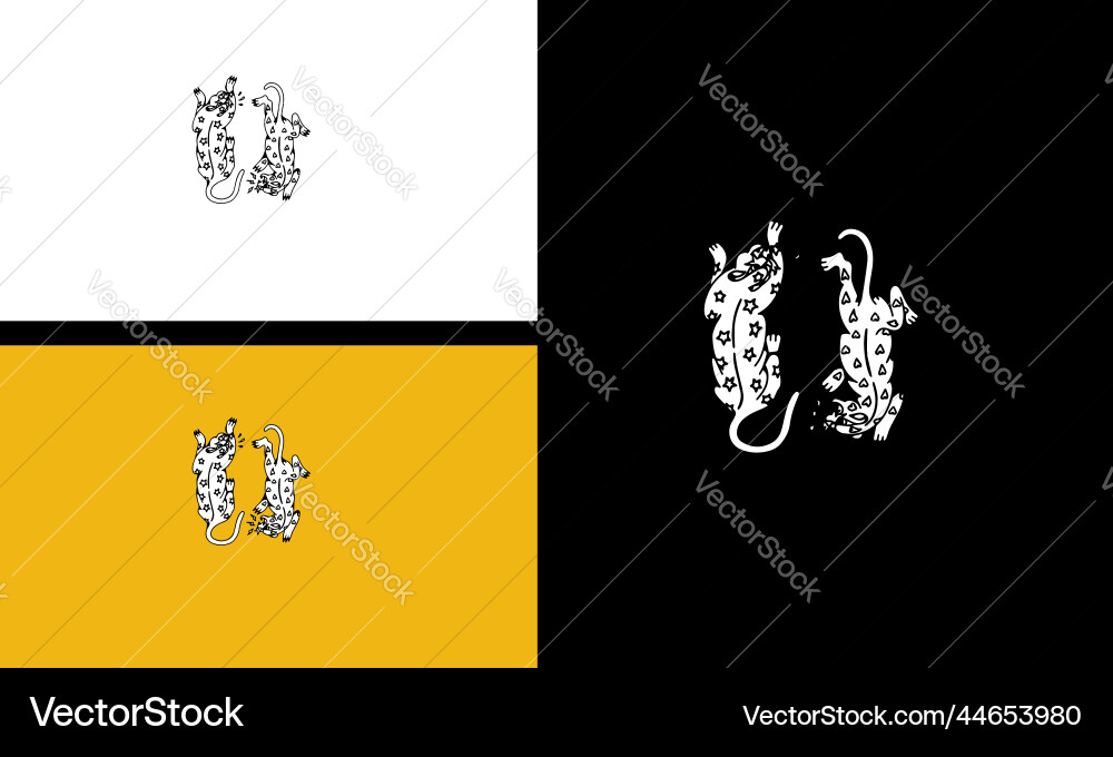 Two tiger fight outline design Royalty Free Vector Image