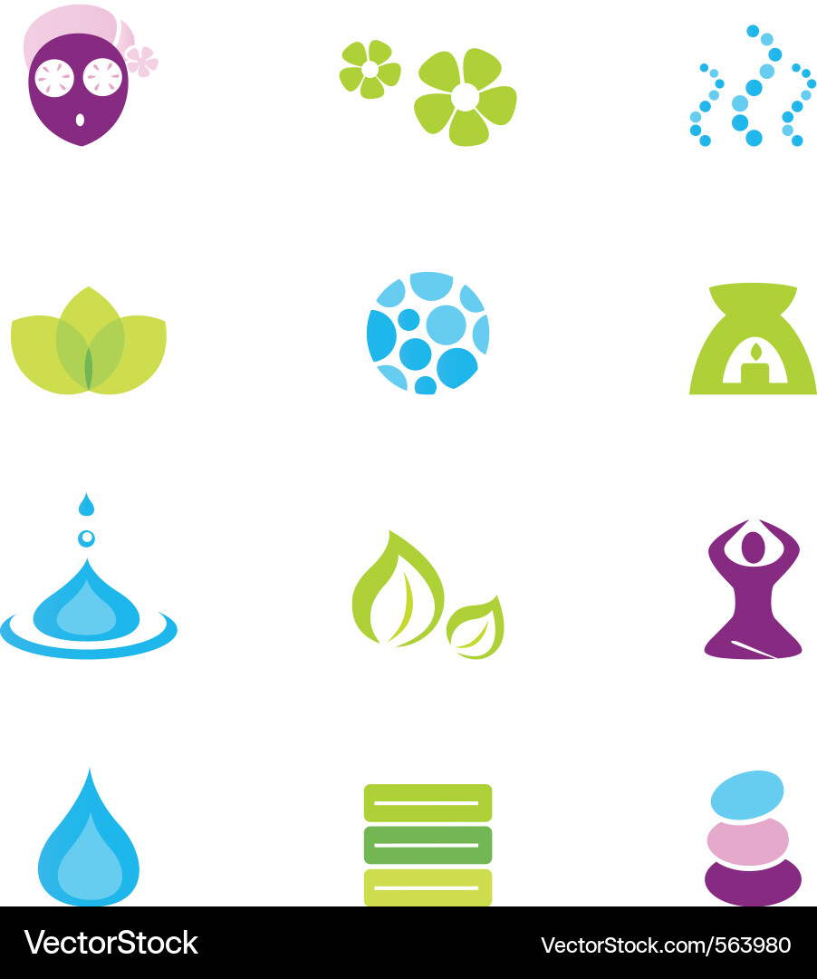 Wellness spa and nature icons Royalty Free Vector Image