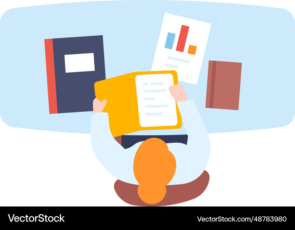 Workplace people top view woman working Royalty Free Vector