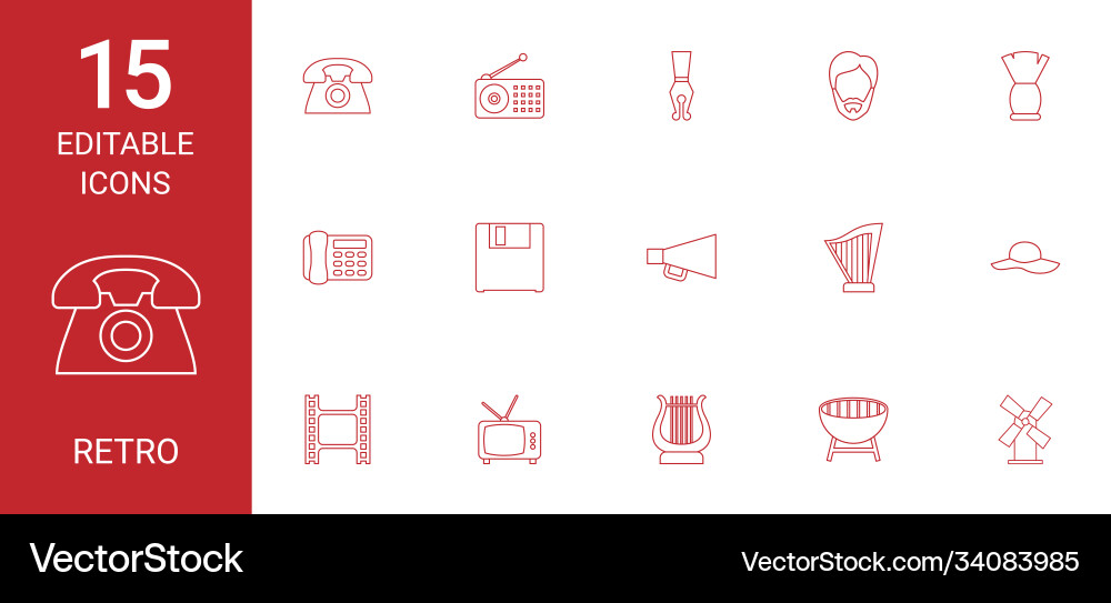15 retro icons Royalty Free Vector Image - VectorStock