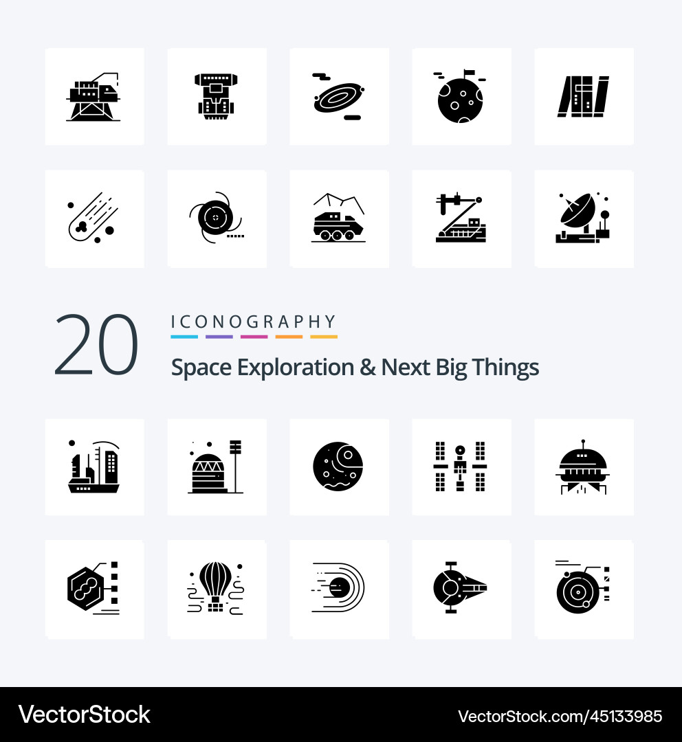 20 space exploration and next big things solid Vector Image