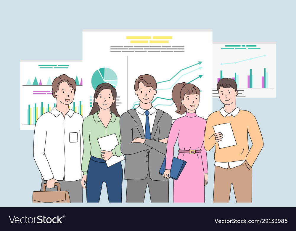 Board with chart graph report teamwork Royalty Free Vector