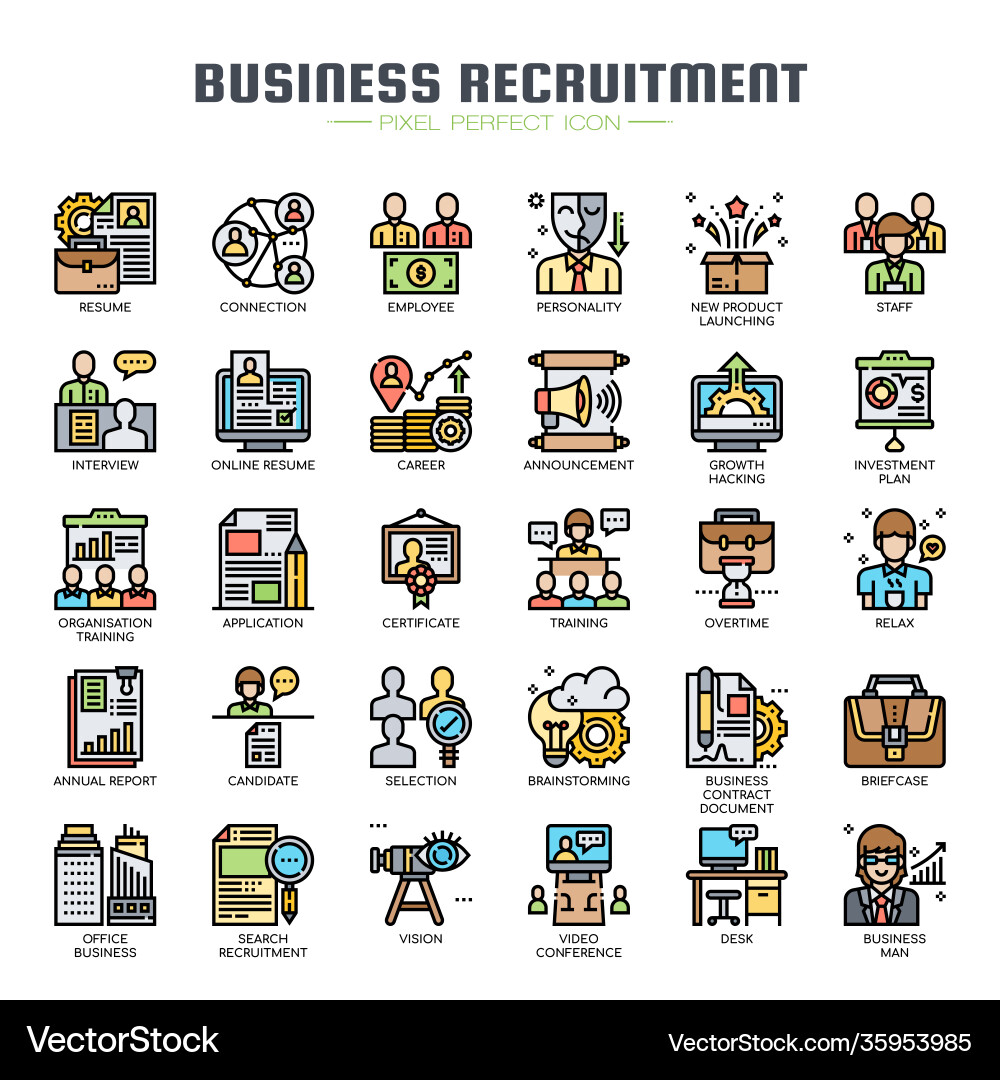 Business recruitment thin line and pixel perfect Vector Image