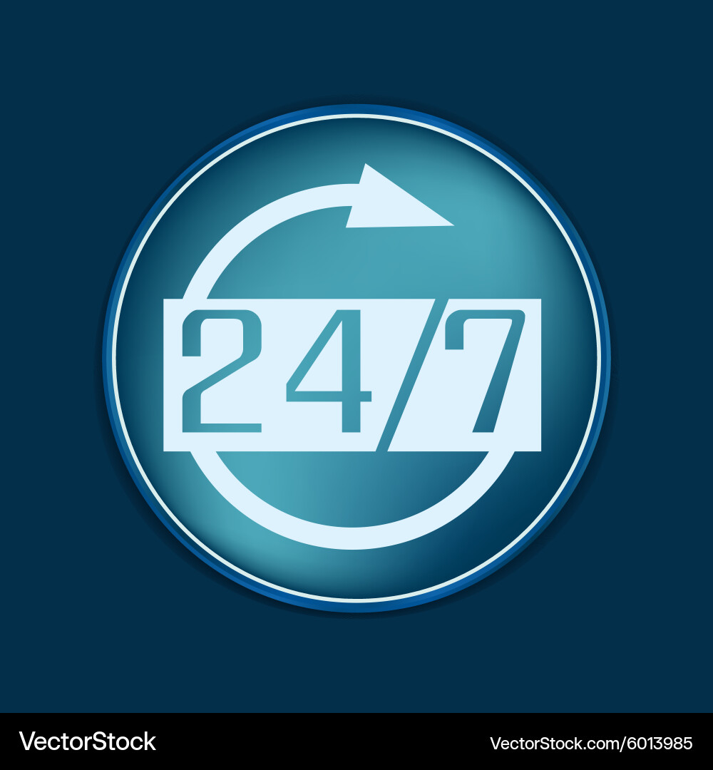 Character 24 7 open 24 hours a day and 7 days a Vector Image