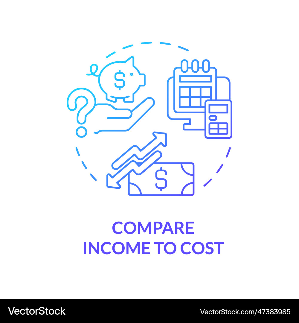 Compare income to cost blue gradient concept icon Vector Image