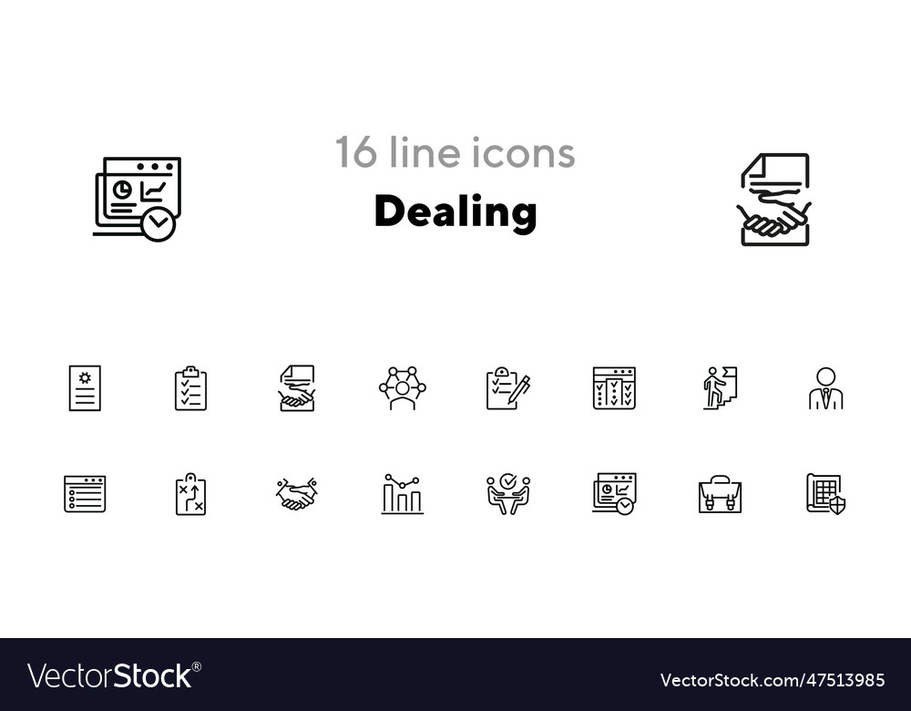 Dealing line icon set Royalty Free Vector Image