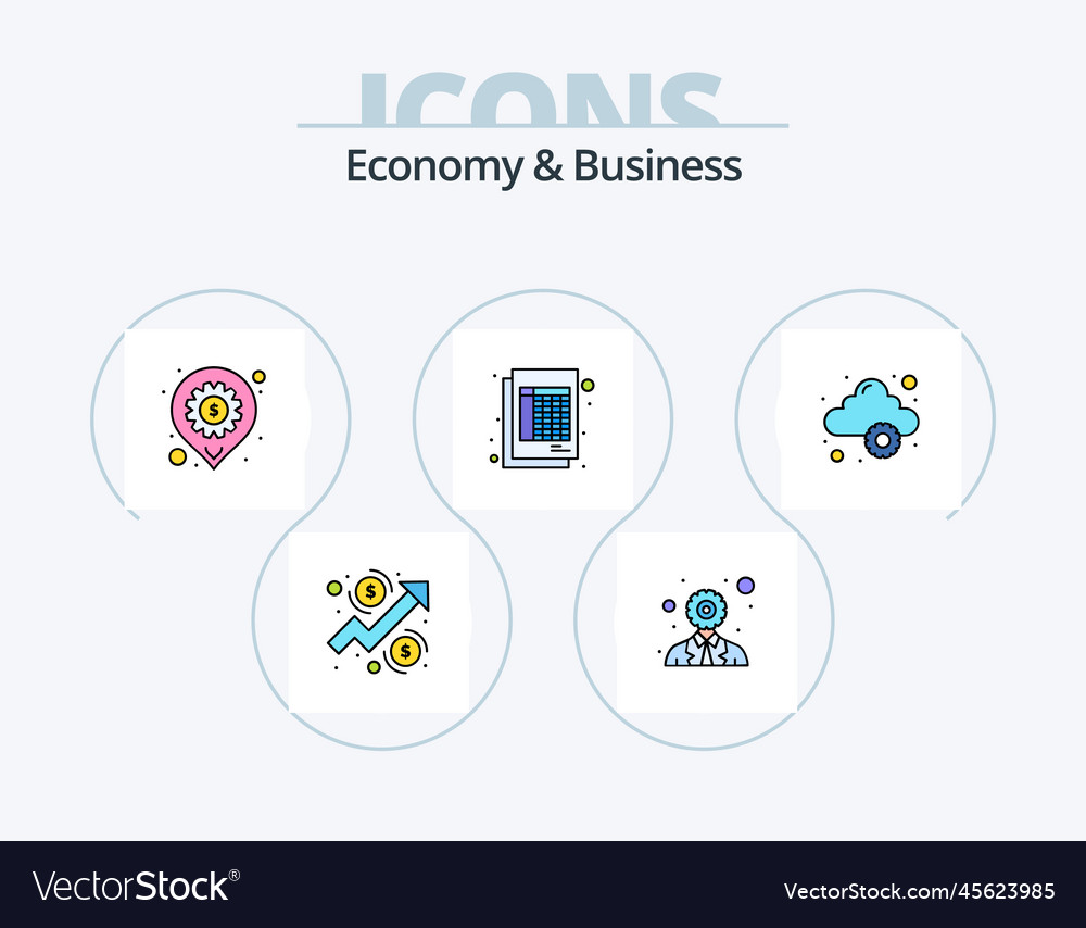 Economy and business line filled icon pack 5 icon Vector Image