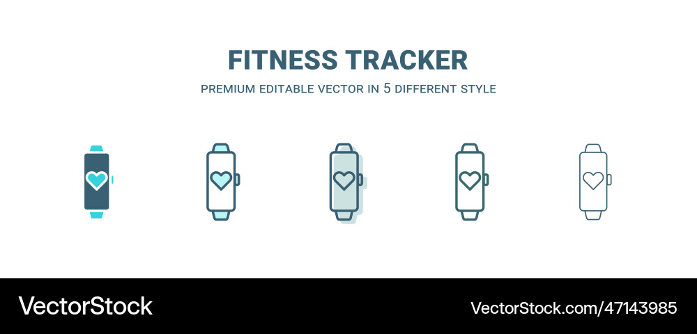 Fitness tracker icon in 5 different style outline Vector Image