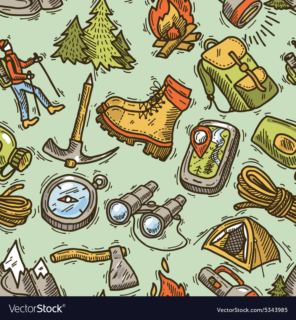 Hike seamless pattern Royalty Free Vector Image