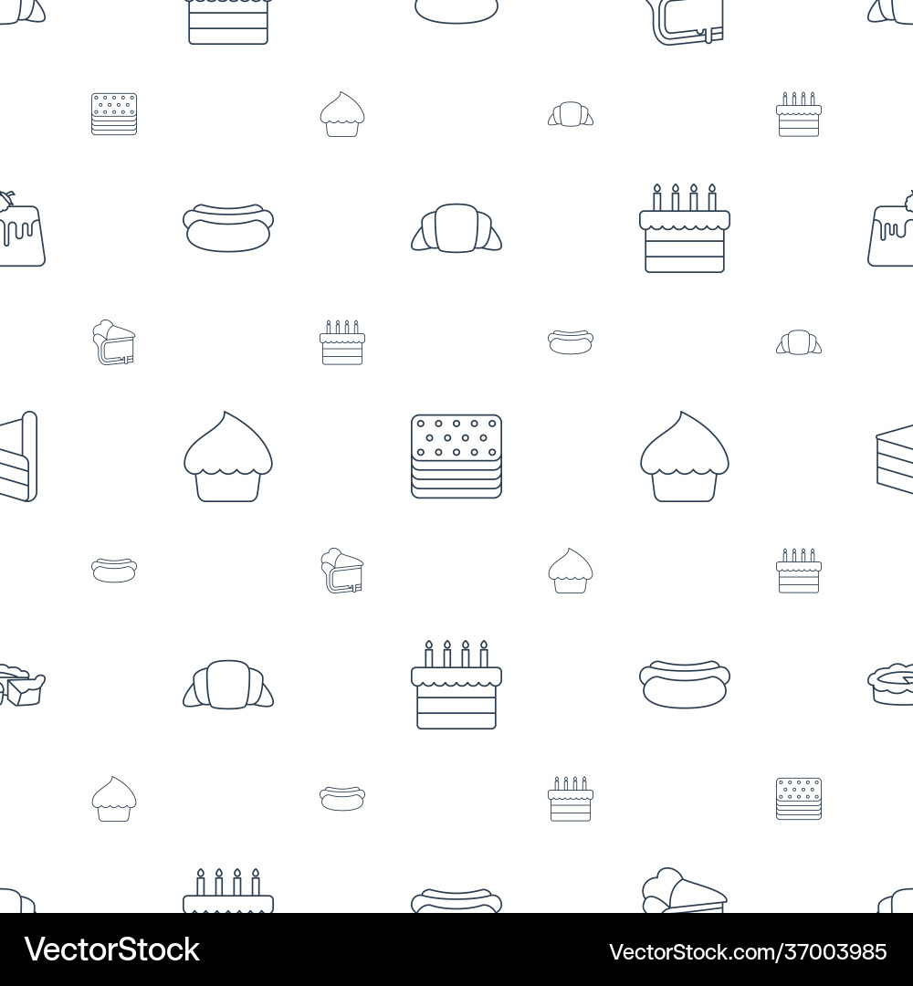 Pastry icons pattern seamless white background Vector Image
