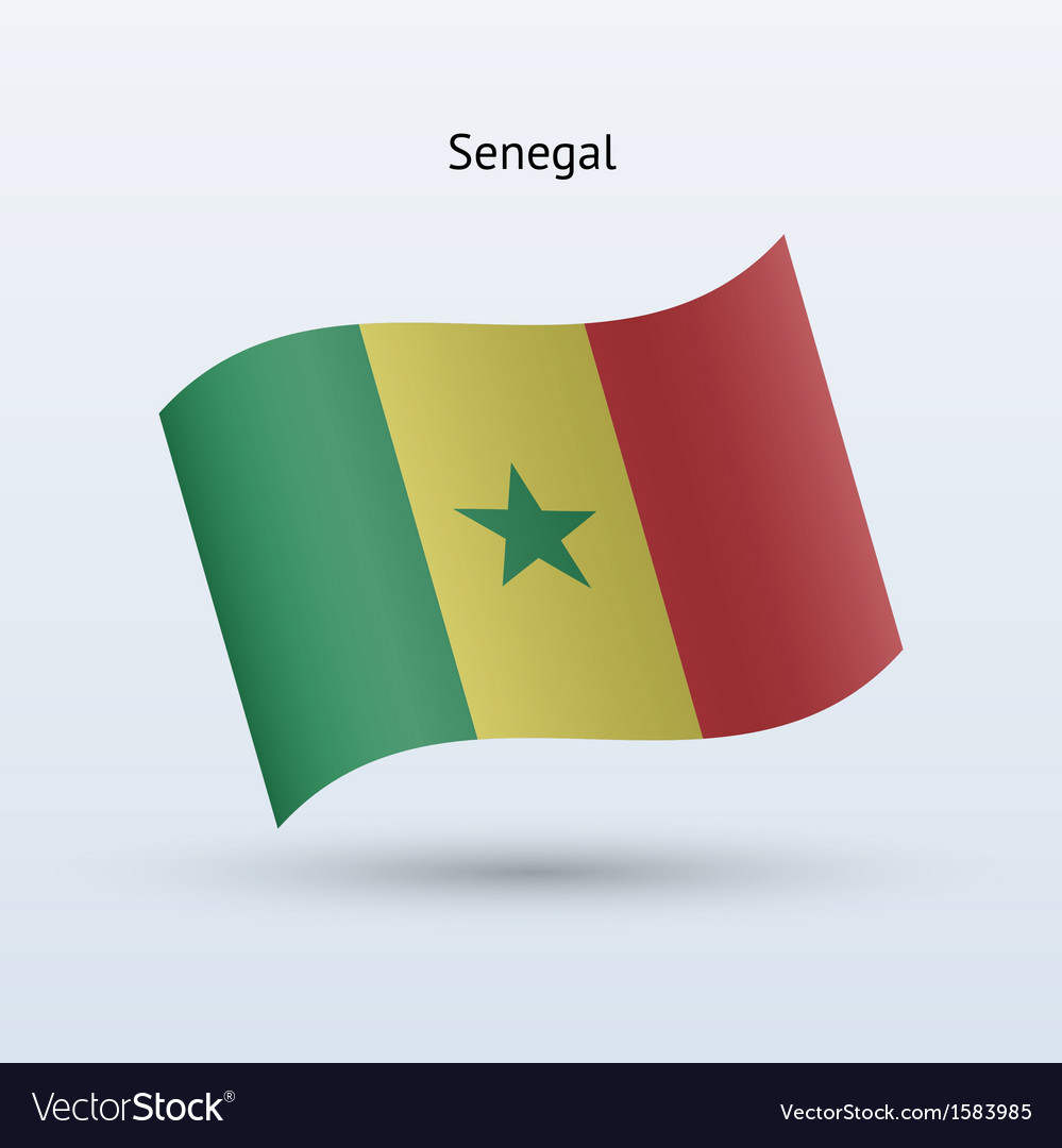 Senegal flag waving form Royalty Free Vector Image
