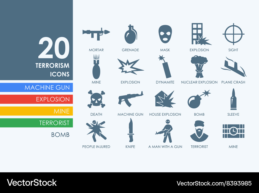 Set of terrorism icons Royalty Free Vector Image