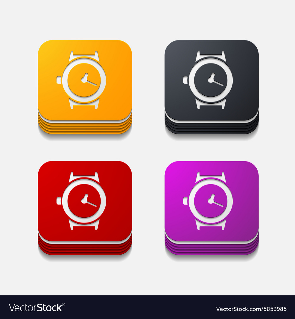 Square button watch Royalty Free Vector Image - VectorStock