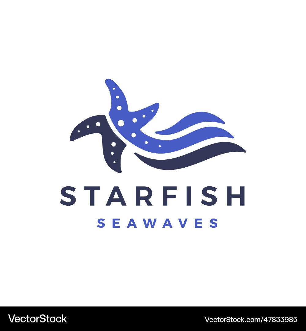 Star fish starfish sea wave logo icon Royalty Free Vector
