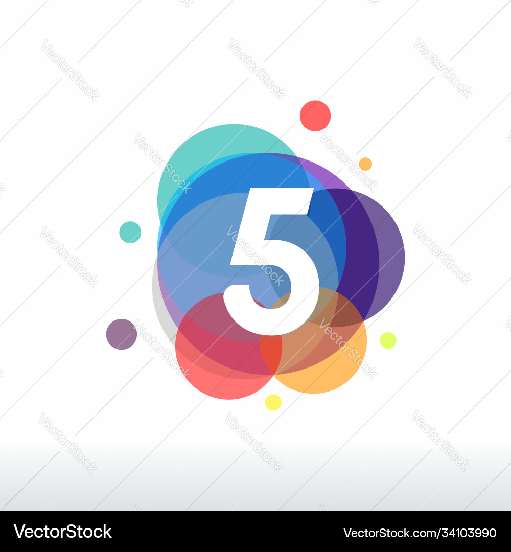 Abstract 5 logo designs concept colorful number Vector Image