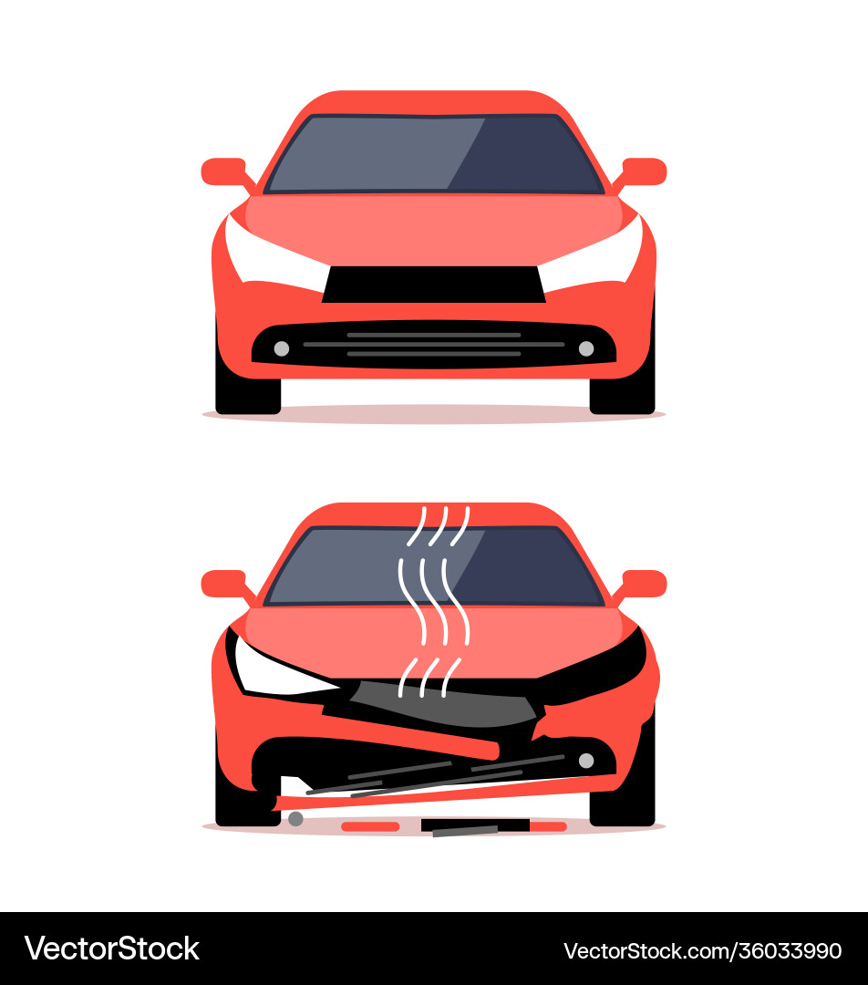 Auto accident crash repair damage car view Vector Image